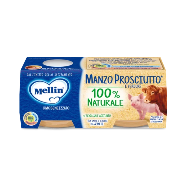 MELLIN BABY FOOD PUREE MEAT GR 80 X 2 BEEF & HAM – Bottega Italiana
